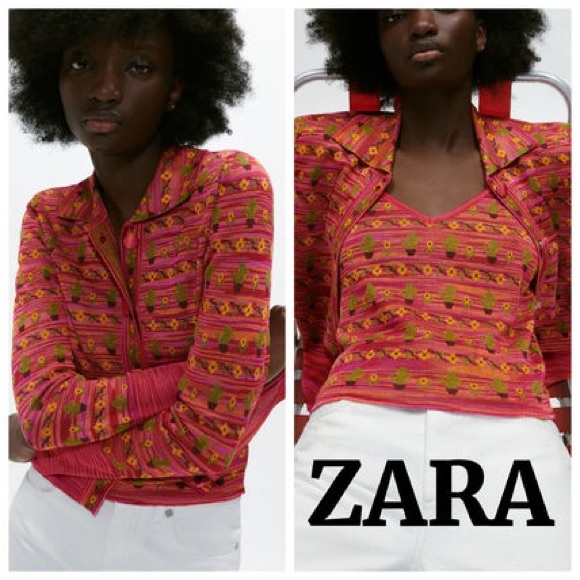 Zara | Sweaters | Zara Small Knit Jacquard Jacket Cottagecore | Poshmark